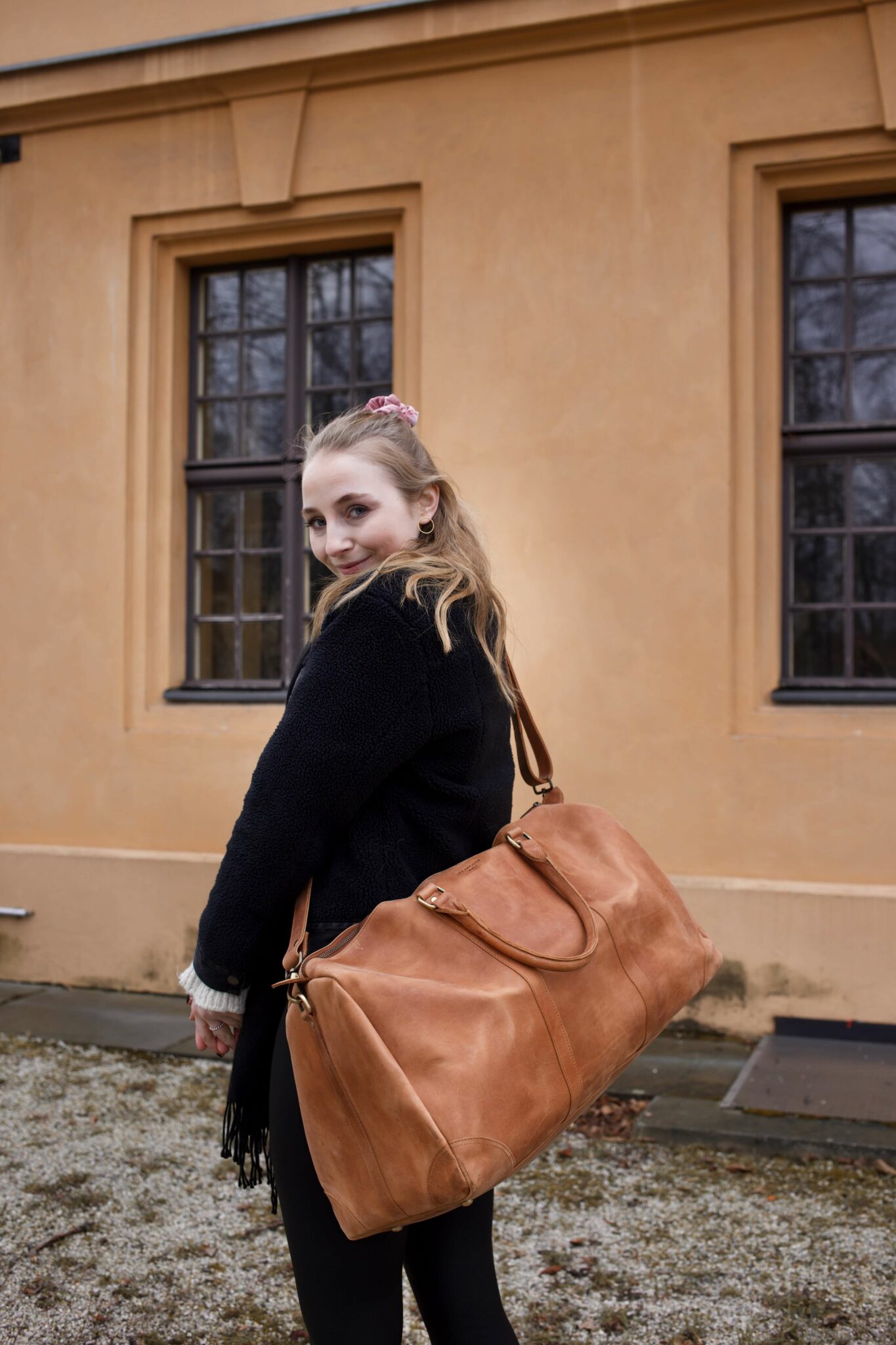 Damen Leder Weekender: Reisetasche fürs Wochenende